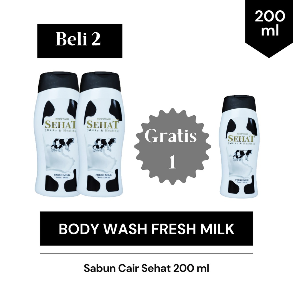 Jual Beli 2 Gratis 1 Sehat Body Wash Sabun Cair Fresh Milk 200ml ...