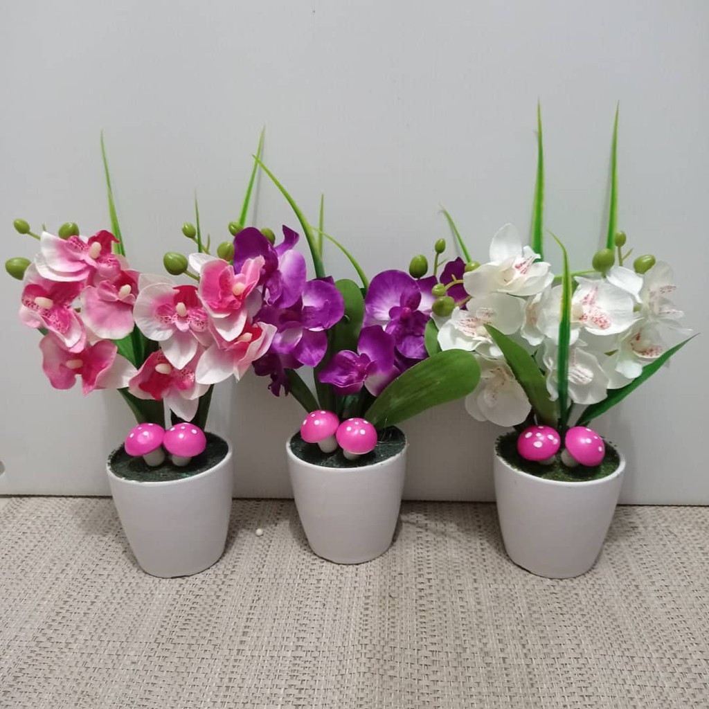 Bunga Anggrek Mini Vas Melamin/Anggrek Artifisial | Shopee Indonesia