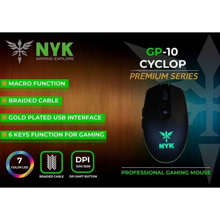 Jual NYK GP-10 Cyclop Gaming Mouse Macro LED RGB | Shopee Indonesia