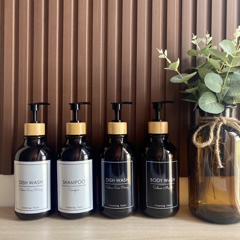 Jual BOTOL REFIL COKELAT PUMP KAYU 500ML/ BOTOL SABUN PREMIUM TEBAL ...