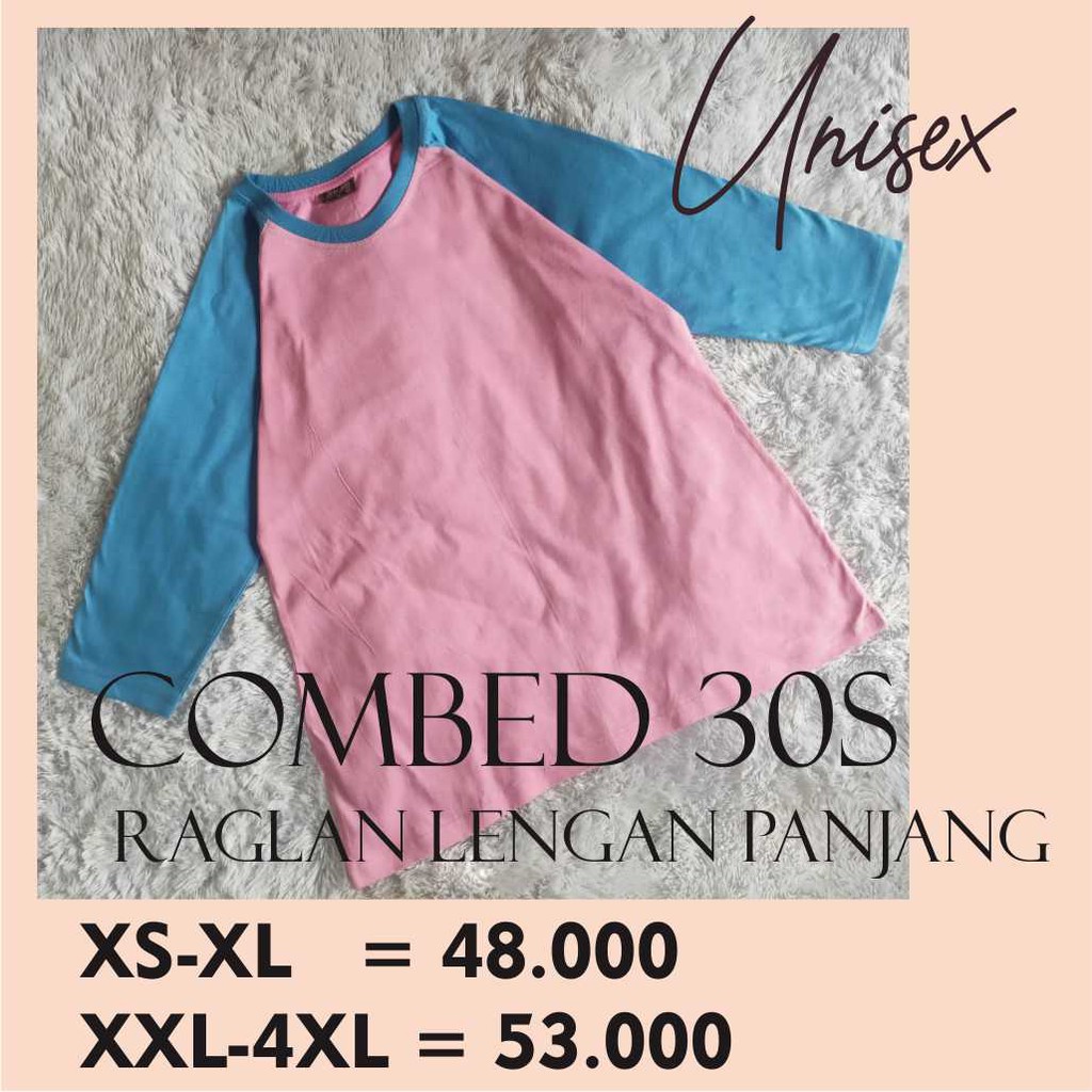Raglan Cotton Combed 30s Lengan Panjang Kaos Polos Premium Katun UNISEX ...