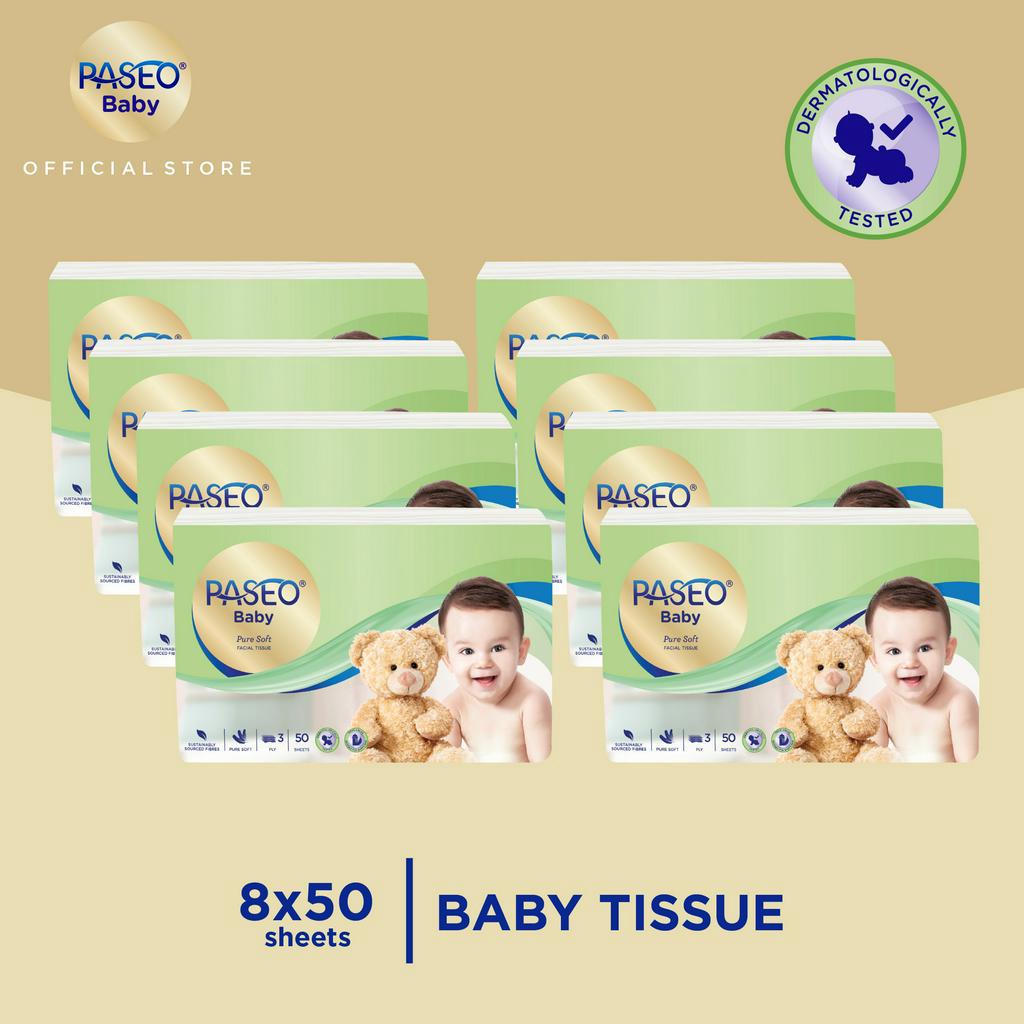 Jual Paseo Baby Tissue Bayi Travel Pack 50 Sheets x 8 Packs | Shopee ...
