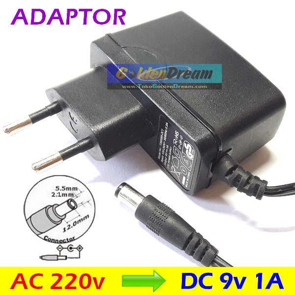 Adaptor DC 9v 1A in: 220V AC Power Supply 5.5x2.1mm Arduino Router ...