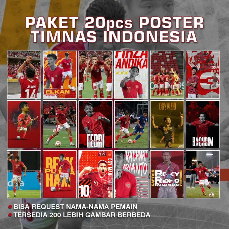 Jual Poster Timnas Indonesia [20pcs] Poster dinding sepakbola Timnas ...