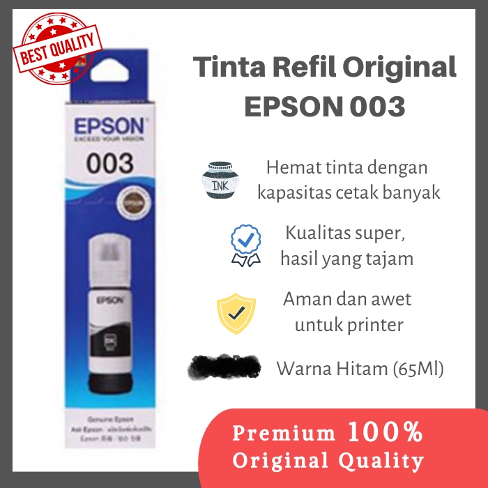 Jual Tinta Refil EPSON 003 ORIGINAL - BLACK | Shopee Indonesia