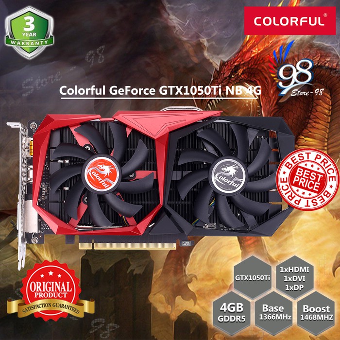 Jual VGA Colorful GeForce GTX 1050 Ti GTX1050Ti NB 4GB - GDDR5 128Bit ...