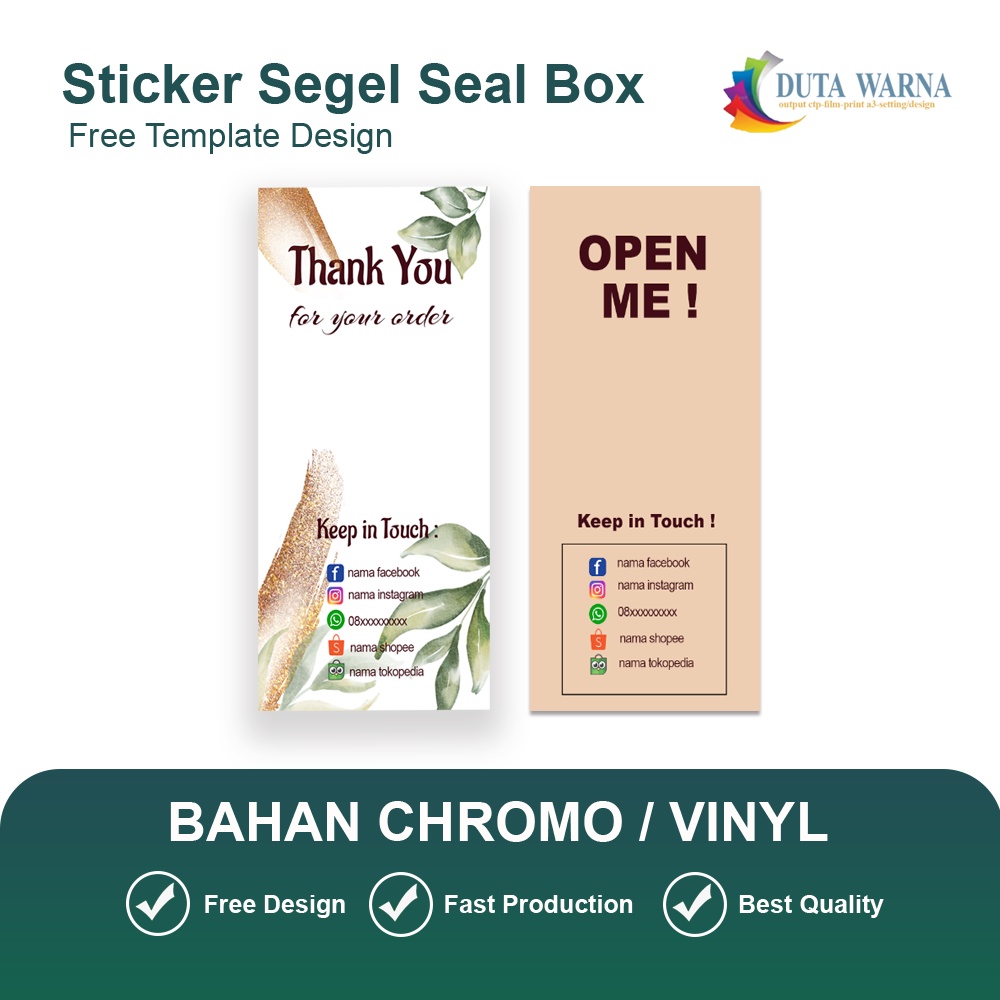 Jual STICKER SEGEL SEAL BOX PACKAGING STICKER UNTUK KEMASAN | Shopee ...