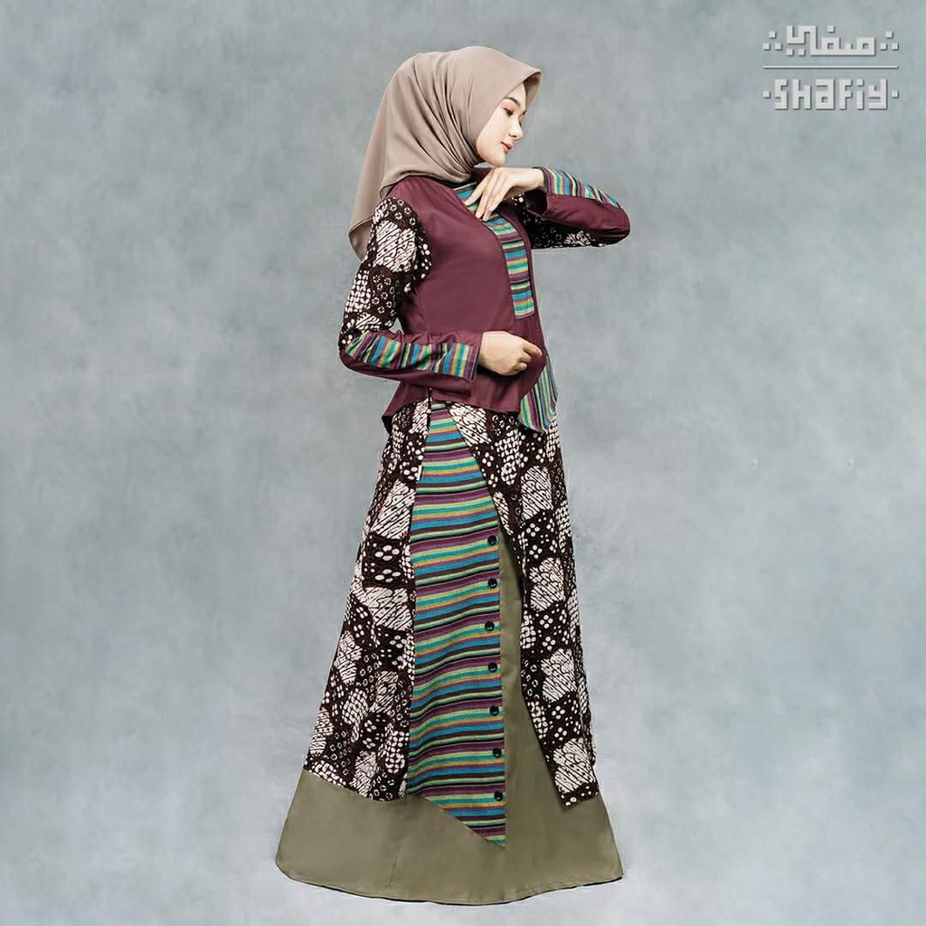 Jual Baju Gamis Batik Etnik Shafiy GBL Manika Tenun Lurik Kombinasi Toyobo Dress Muslimah Syari ...