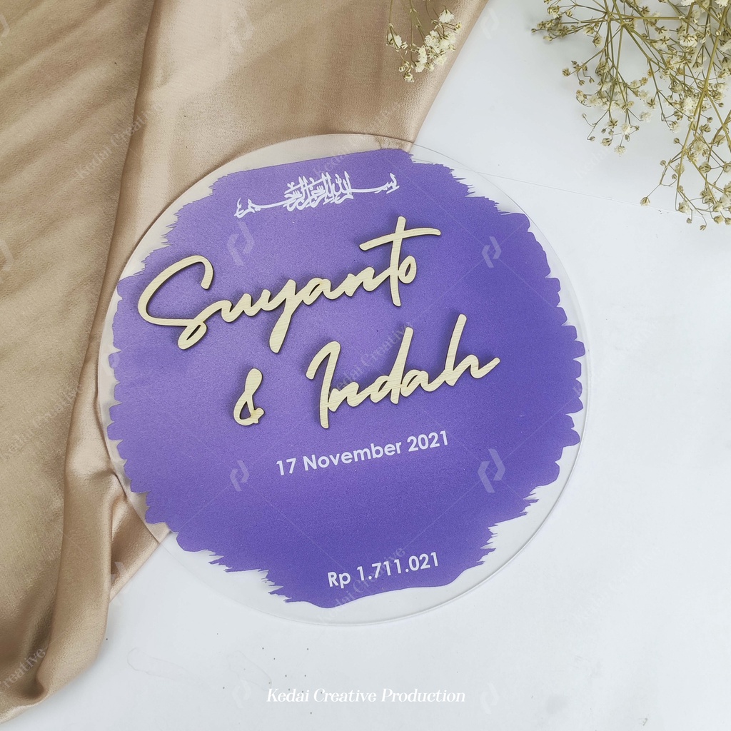 Jual Bahan Dekorasi Mahar Akrilik Print UV dan Cutting Nama D.19 cm ...