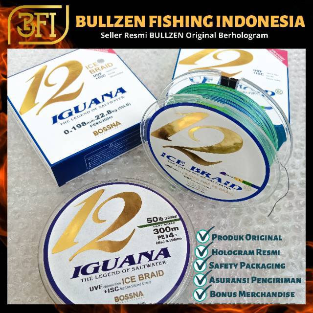 IGUANA Ice Braid X12 DARK GREEN dan MULTI COLORS - Benang PE 300m ...