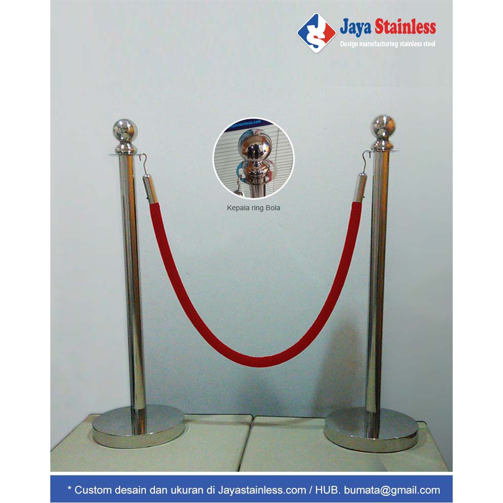 Jual Tiang Antrian Pembatas Ring 4 - Tiang antrian stainless tali ...