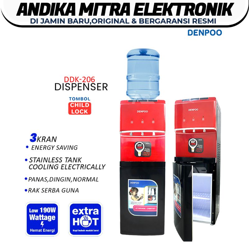 Jual Denpoo Dispenser Galon Atas COMPRESSOR DDK 206 190 watt | Shopee ...