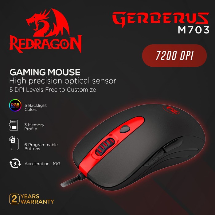 Jual Redragon M703 Gaming Mouse GERBERUS | Shopee Indonesia