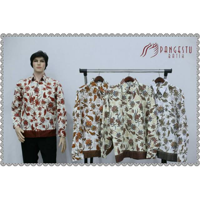 Jual Pangestu Batik Hem Lengan Panjang Bunga Kanthil Light Colour ...