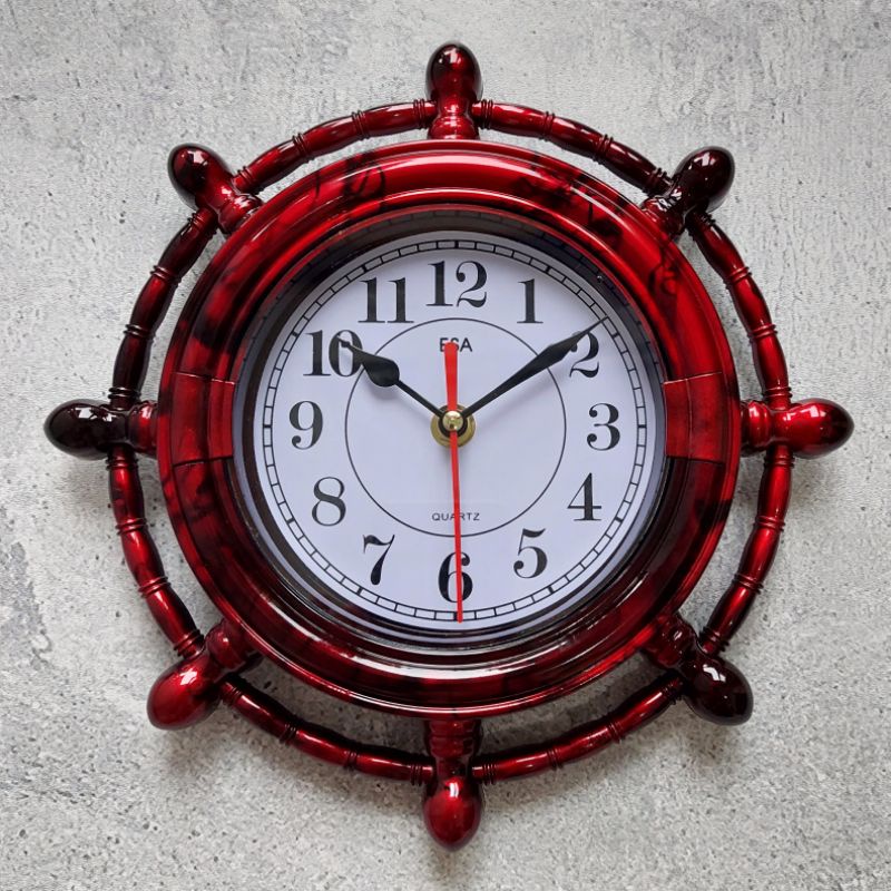 Jual Jam Dinding Unik Roda kemudi kapal laut setir kapal Nahkoda mesin ...