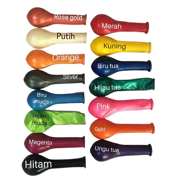 Jual Balon Latex 5 inch metalik pearl / 5" balloon satuan isi balon pvc ...