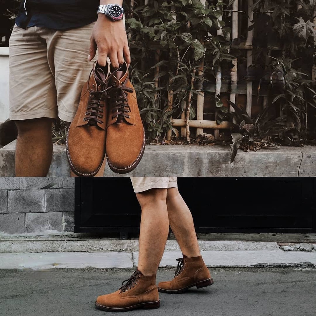 Jual Sepatu Boots Kulit Sapi Nubuck Warna Coklat Tan Handmade Original ...