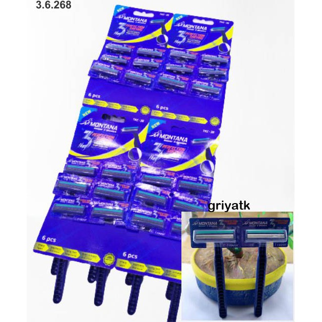 Jual Pisau Cukur / Alat Cukur Kumis / 3 tiga Mata Pisau Biru Cukuran ...