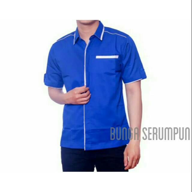 KEMEJA KERJA - KEMEJA SERAGAM KERJA BIRU - SERAGAM PROMOSI - KEMEJA ...
