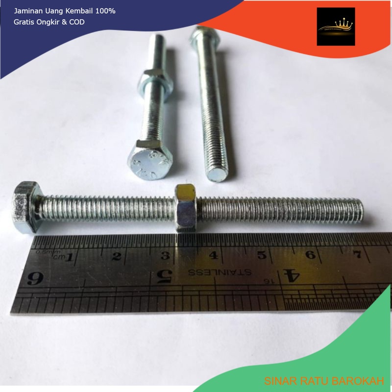 Jual BAUT MUR PUTIH M6 X 70 / BMP M6X70 / BAUT M6X70 PUTIH BMP M6 X 70 ...