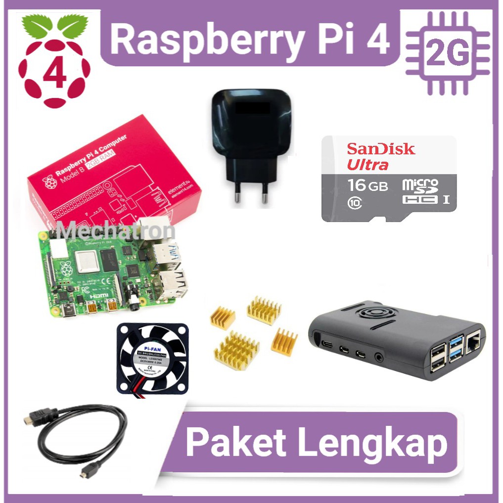 Jual Raspberry Pi 4 model B 2GB Paket Lengkap Siap Pakai UK Pi4 2 GB Indonesia|Shopee Indonesia