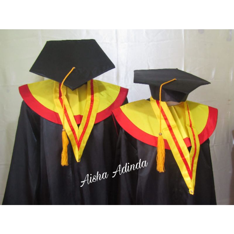 Jual Seragam Wisuda Baju Toga Dewasa Kuning List Merah 100%Original ...