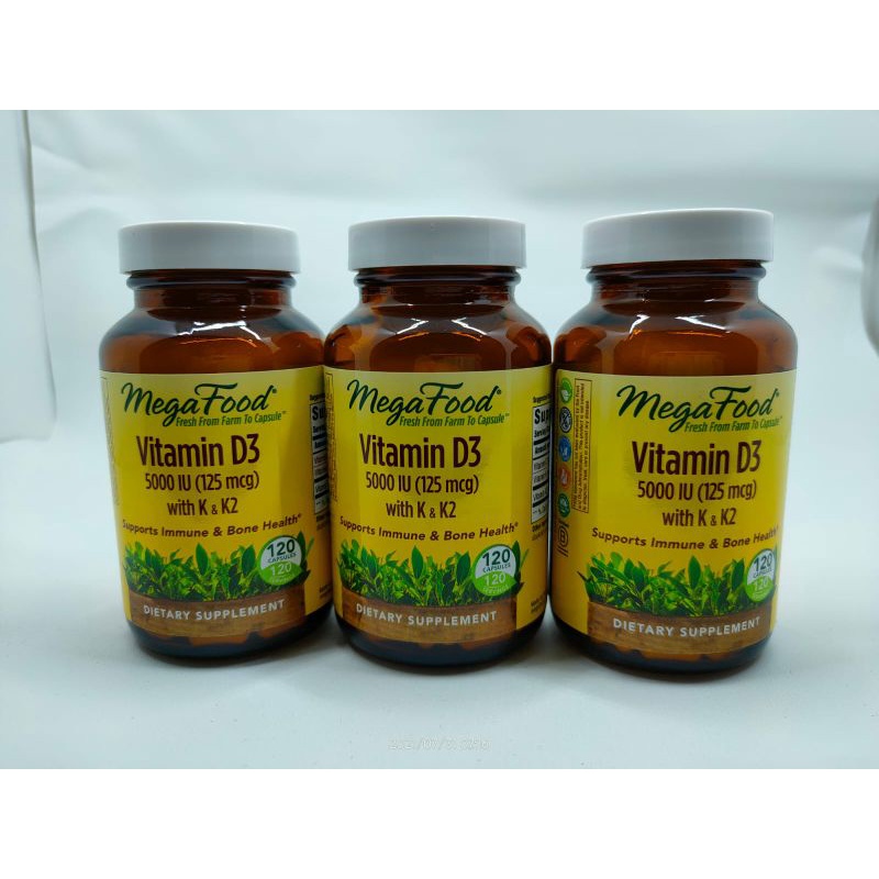 Jual MegaFood, Vitamin D3 with K & K2, 5,000 IU (125 mcg), 120 Capsules ...