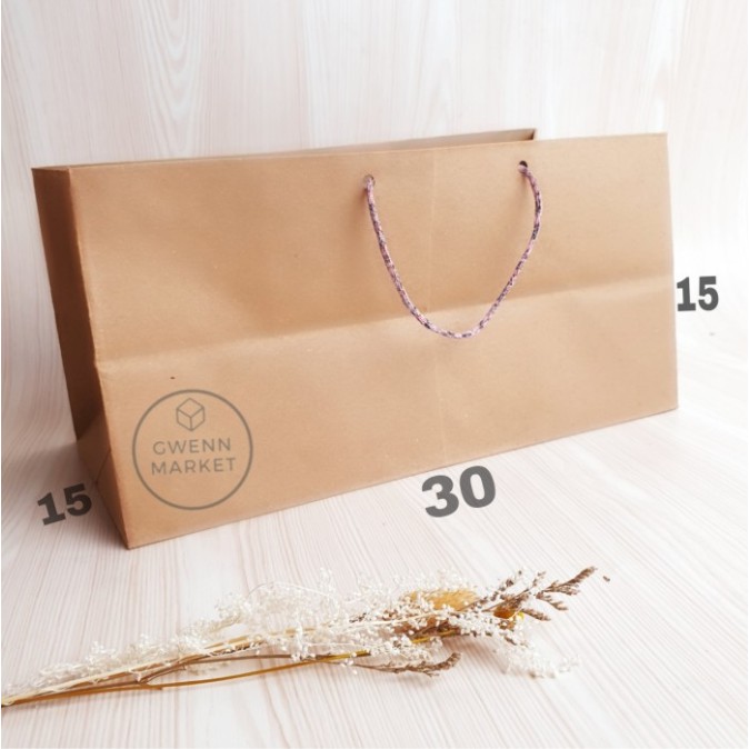 Jual Paper bag coklat per 12pcs 30x15x15 paperbag brownies kertas polos ...