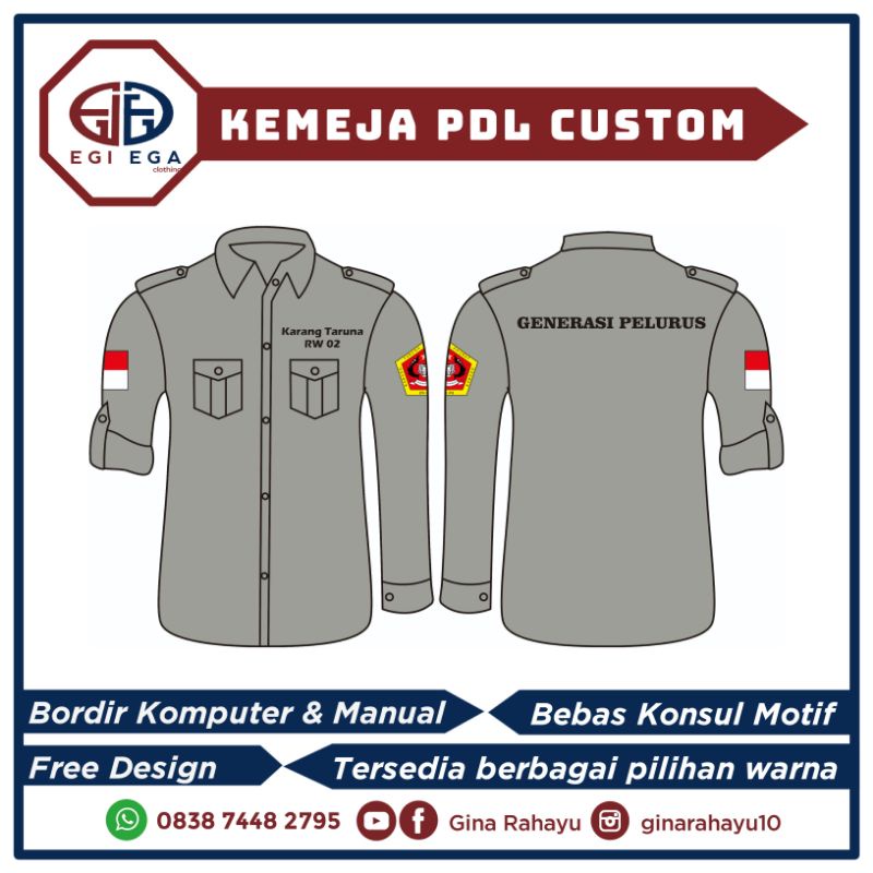 Jual Kemeja Pdl Pdh Lengan Panjang Pendek Kemeja Bordir Desain Bebas Seragam Kerja