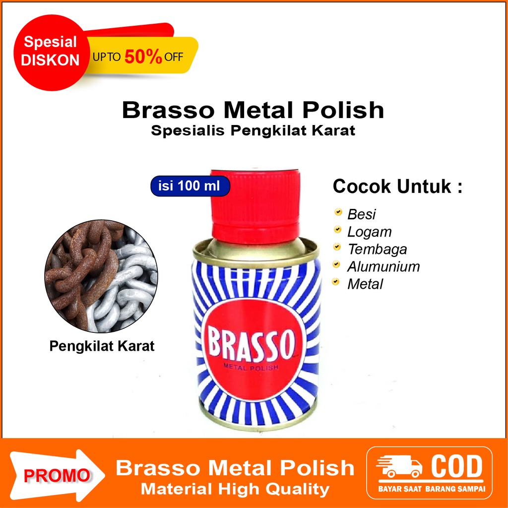 Jual BRASSO METAL POLISH CAIRAN PENGKILAP PENGKILAT PEMBERSIH KARAT LOGAM BESI METAL BAJA 100 ML ...