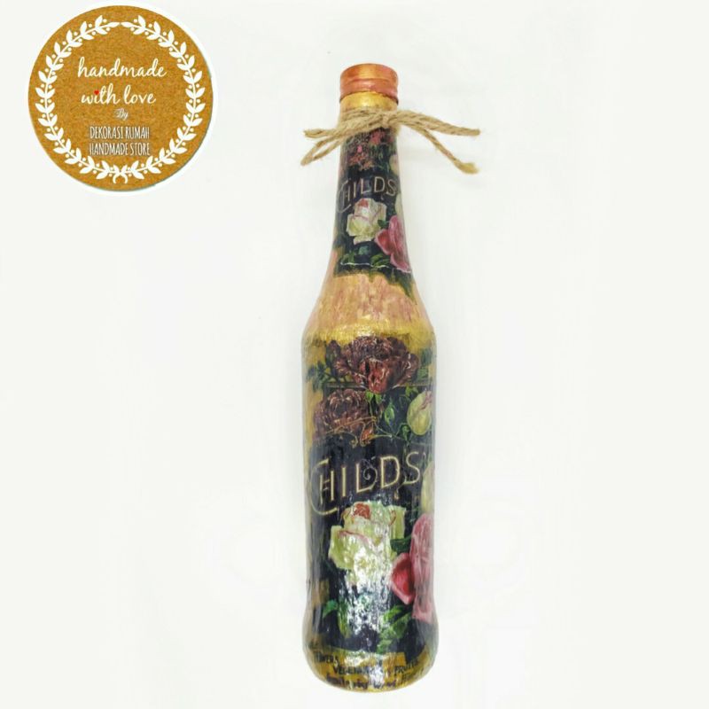 Jual Botol hias decoupage,pajangan antik,kado cantik vas bunga bejana ...