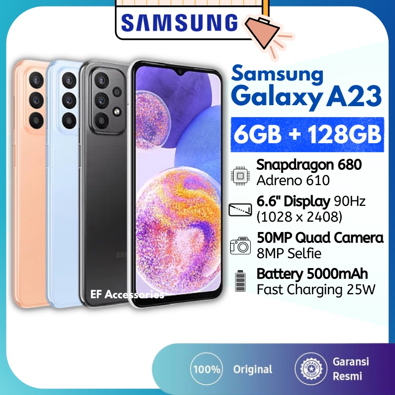 Jual SAMSUNG GALAXY A23 6/128 GB SNAPDRAGON 680 QUAD CAMERA 50MP BATERAI 5000mAh 25W FAST ...