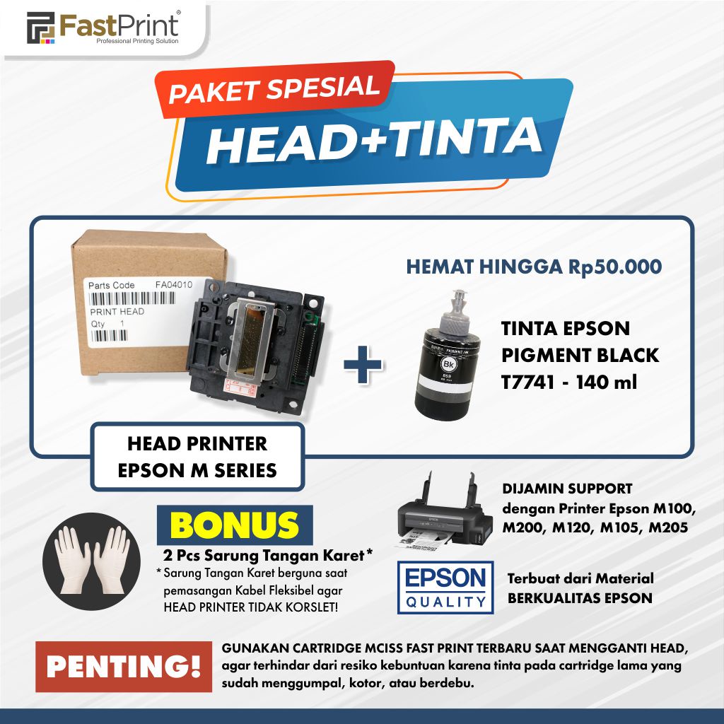 Jual Head Printer Epson M100 M200 M120 M105 M205 Plus Tinta Pigment ...