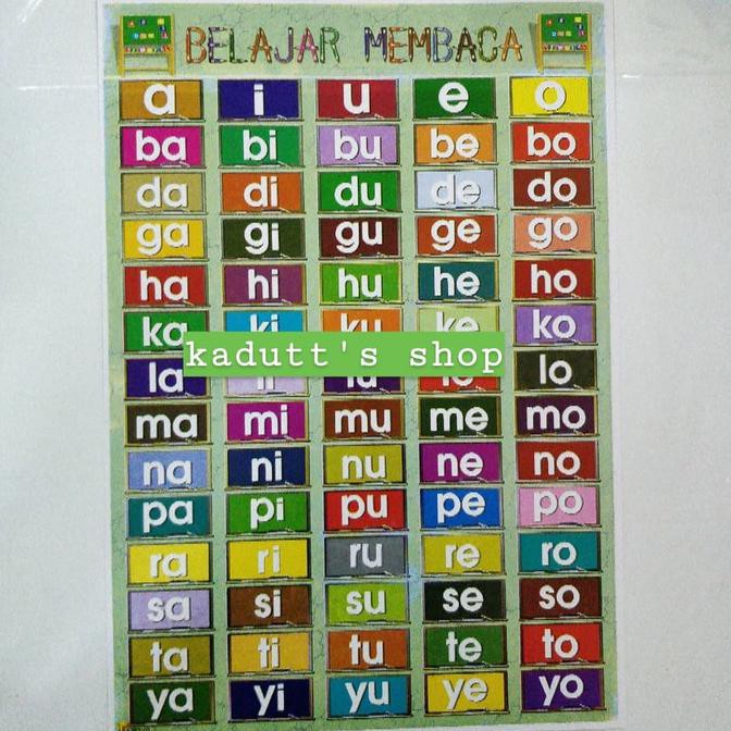 Jual Poster Edukasi Belajar Membaca Huruf Vokal aiueo A I U E O Anak ...