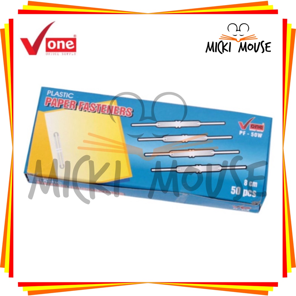 Jual 1 PC paper fastener V-one warna putih / acco putih / penjepit ...