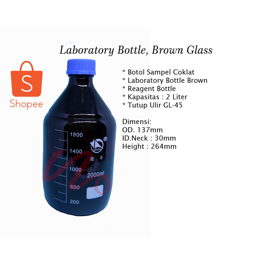 Jual Botol Sampel Coklat 2 Liter | lab bottle amber Indonesia|Shopee ...