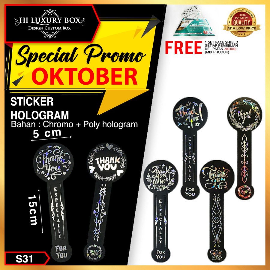 Jual Sticker Thank You | Sticker Hologram | Murah 5x15 Sticker Ucapan ...