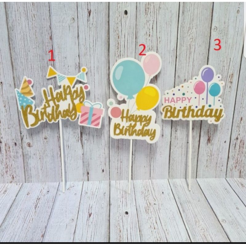 Jual topper happy birthday / topper ulang tahun/ hiasan kue tusuk ...