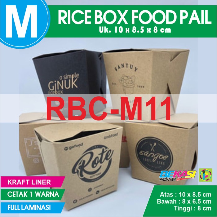 Jual Langsung Order RBC-M11 Kemasan Rice Box Food Pail Kraft Liner ...