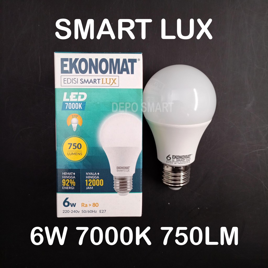 Jual Lampu LED Ekonomat SMART LUX 6W Putih 7000K 6 Watt 6 W Bohlam ...