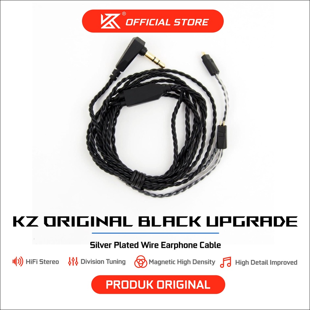 Jual KZ Original Black Silver Plated Wire Earphone Cable | Shopee Indonesia