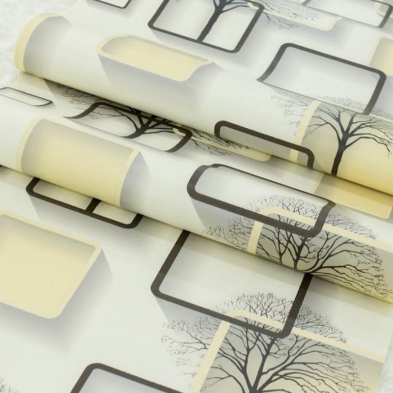 Jual Wallpaper Dinding 3D Kotak Kotak Warna Putih Hitam Kream Premium ...