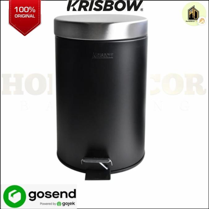 Jual Krisbow 12 Ltr Tempat Sampah Softclose Bulat - Hitam - pedal bin ...