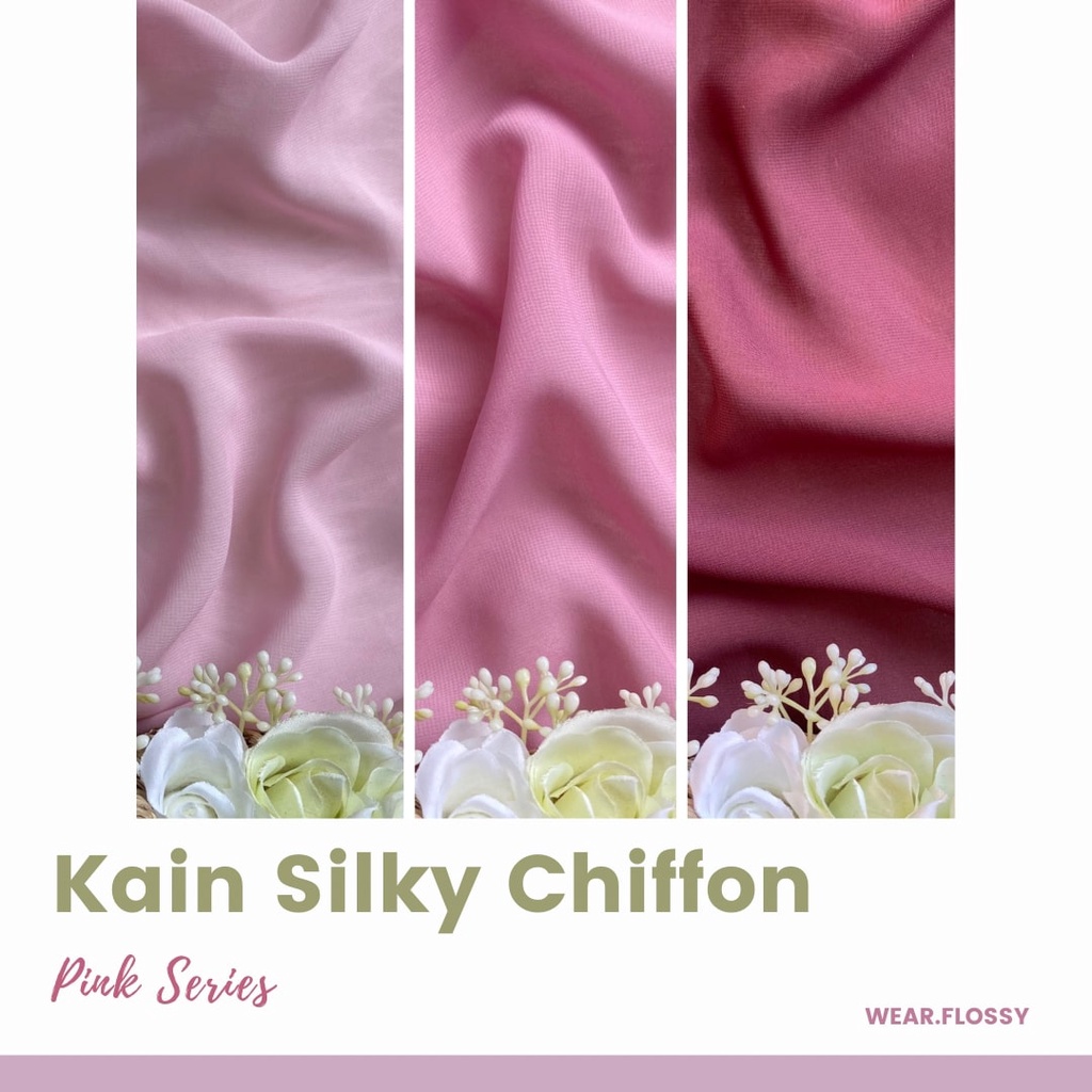 Jual Kain Silky Chiffon/Silky Sifon Color Pink Series 1 meter (Lebar ...