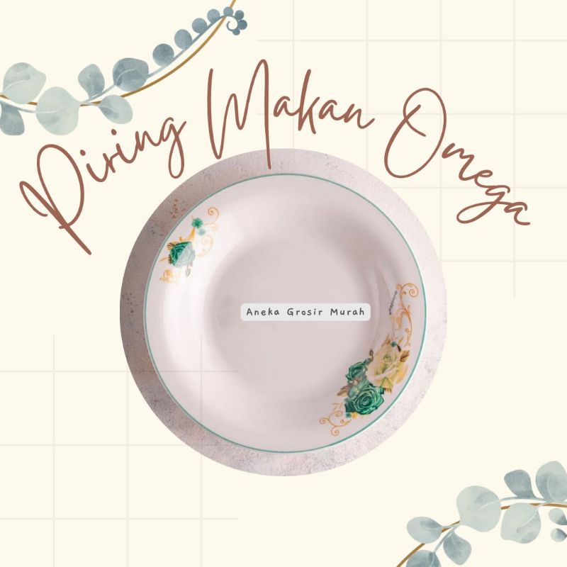 Jual Piring makan keramik omega 9.25" rose kuning hijau winston ...