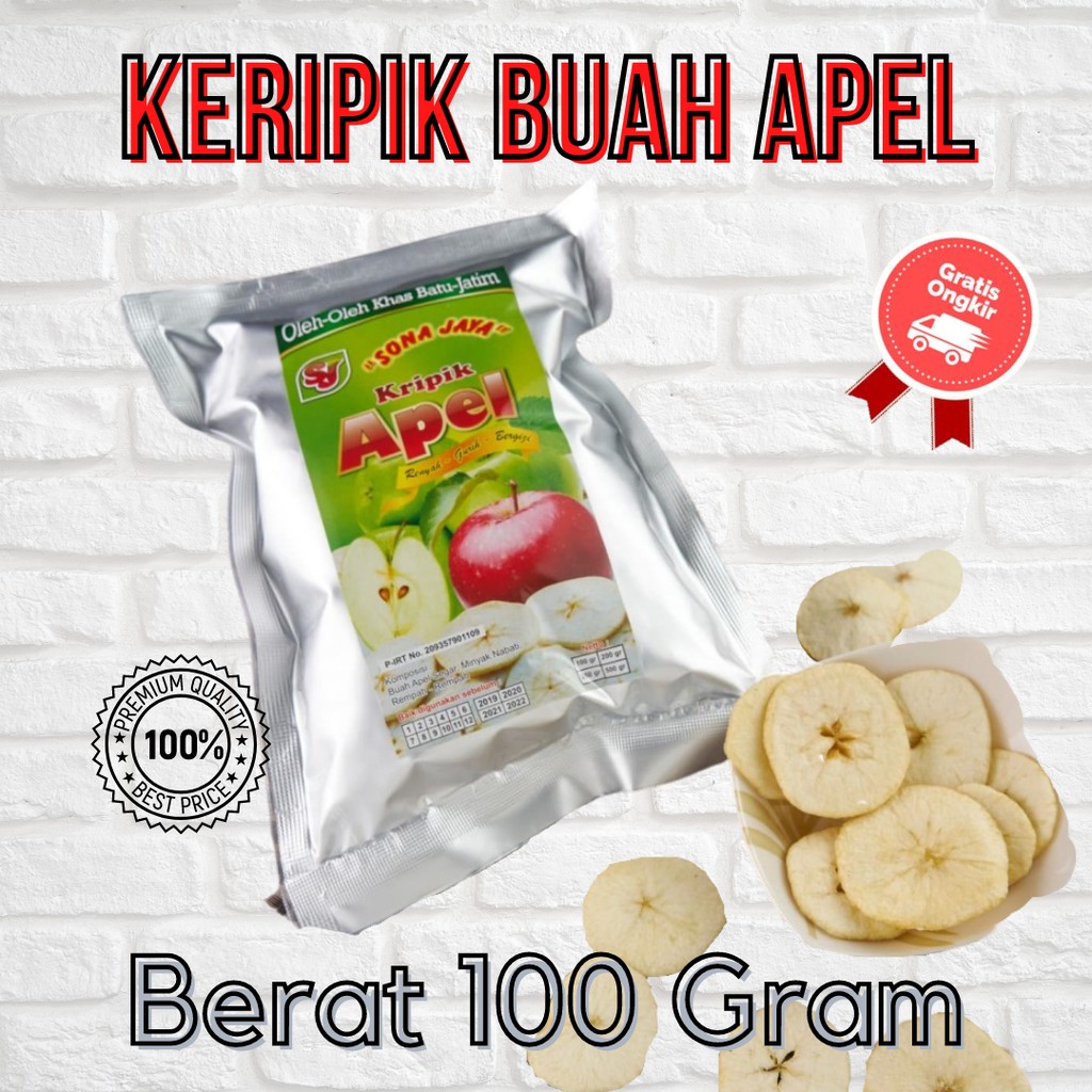 Jual kripik Keripik buah Apel khas malang batu 100 gram premium ...