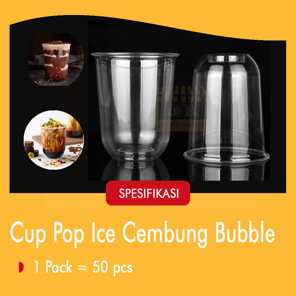 Jual CUP POP ICE BUBBLE BOBA BULAT bening polos / GELAS Plastik ES ice ...