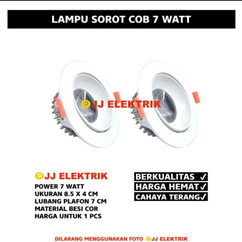 Jual Lampu Downlight Spotlight LED COB Plafon 7W 7 Watt Spot Light Plafon GARANSI Putih Dan ...