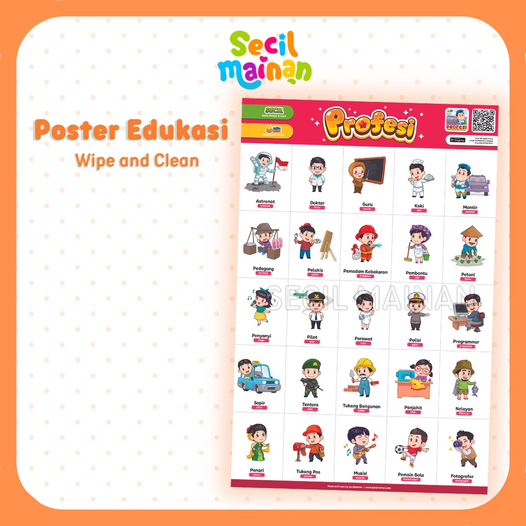 Jual Poster Edukasi Anak Wipe and Clean Belajar Mengenal Profesi ...