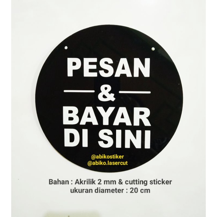 Jual Sign Akrilik Pesan & Bayar Disini Bulat | Acrylic Signage | Label ...